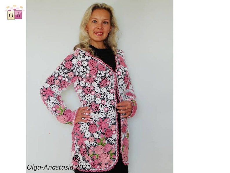 Crochet Cardigan Pattern Irish Lace Lace Cardigan Floral - Etsy