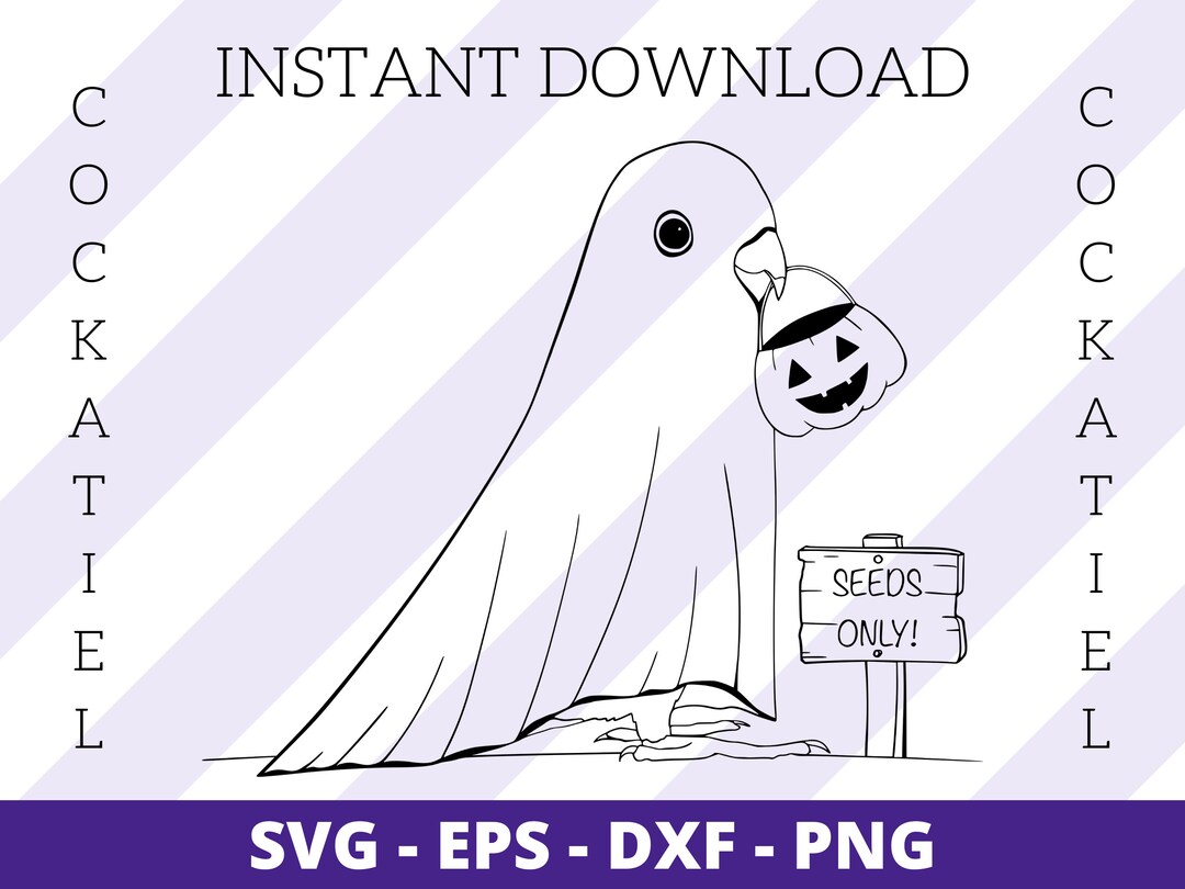 Ghost Cockatiel Cute Happy Halloween Trick or Treat Parrot Bird ...