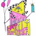 Happy Birthday, Funky Birthday Card, Cake Card, Trendy Chic, Whimsical ...