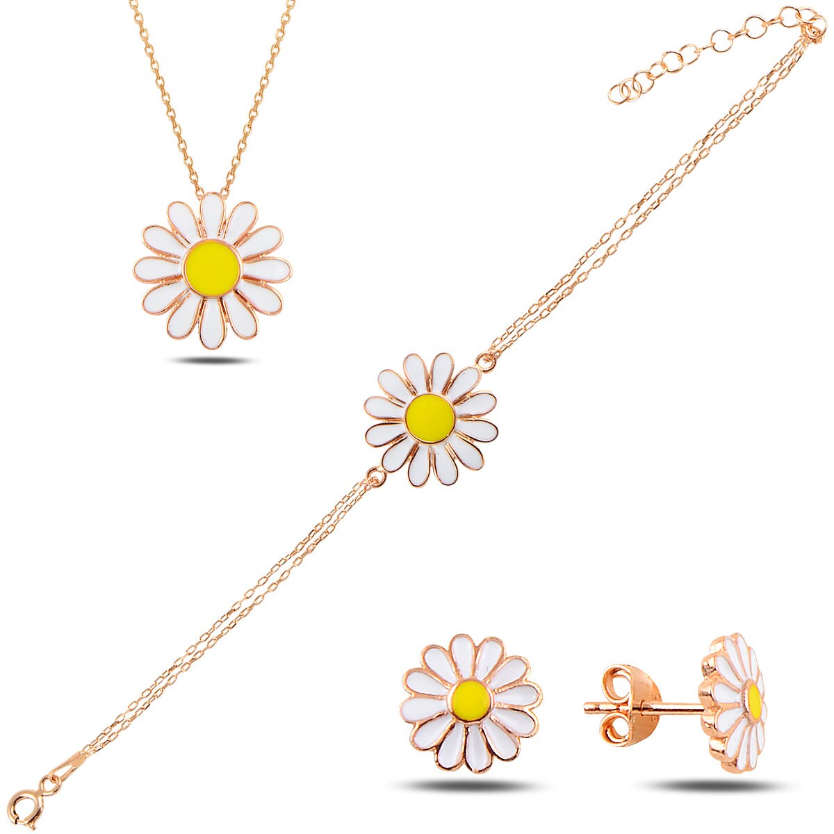 Daisy Set,925 Sterling Silver Set,cubic Zirconia,gift for Mother,gift ...