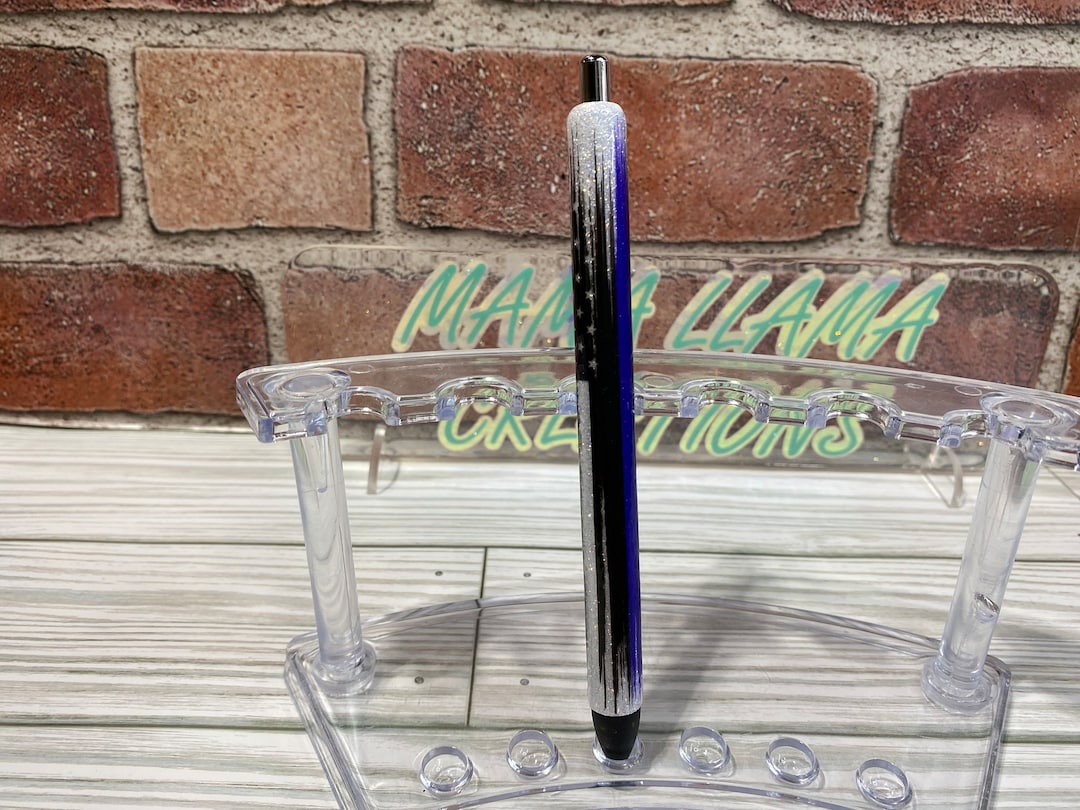 American Flag Blue Line Inkjoy Gel Pen, White Glitter, Refillable. LEO ...