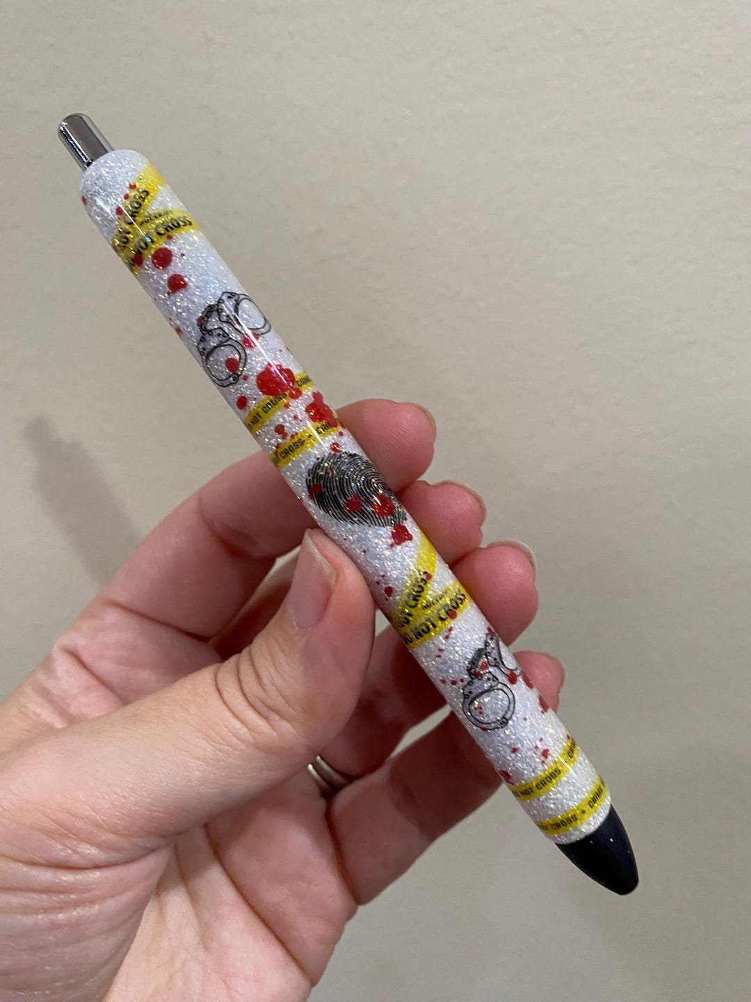 Crime Scene Inkjoy Gel Pen, White Glitter, Refillable. Thumbprint ...
