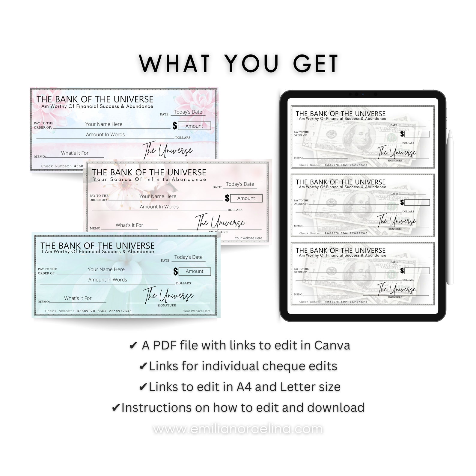 Editable MONEY MANIFESTING CHEQUE, Financial Abundance Manifestation ...