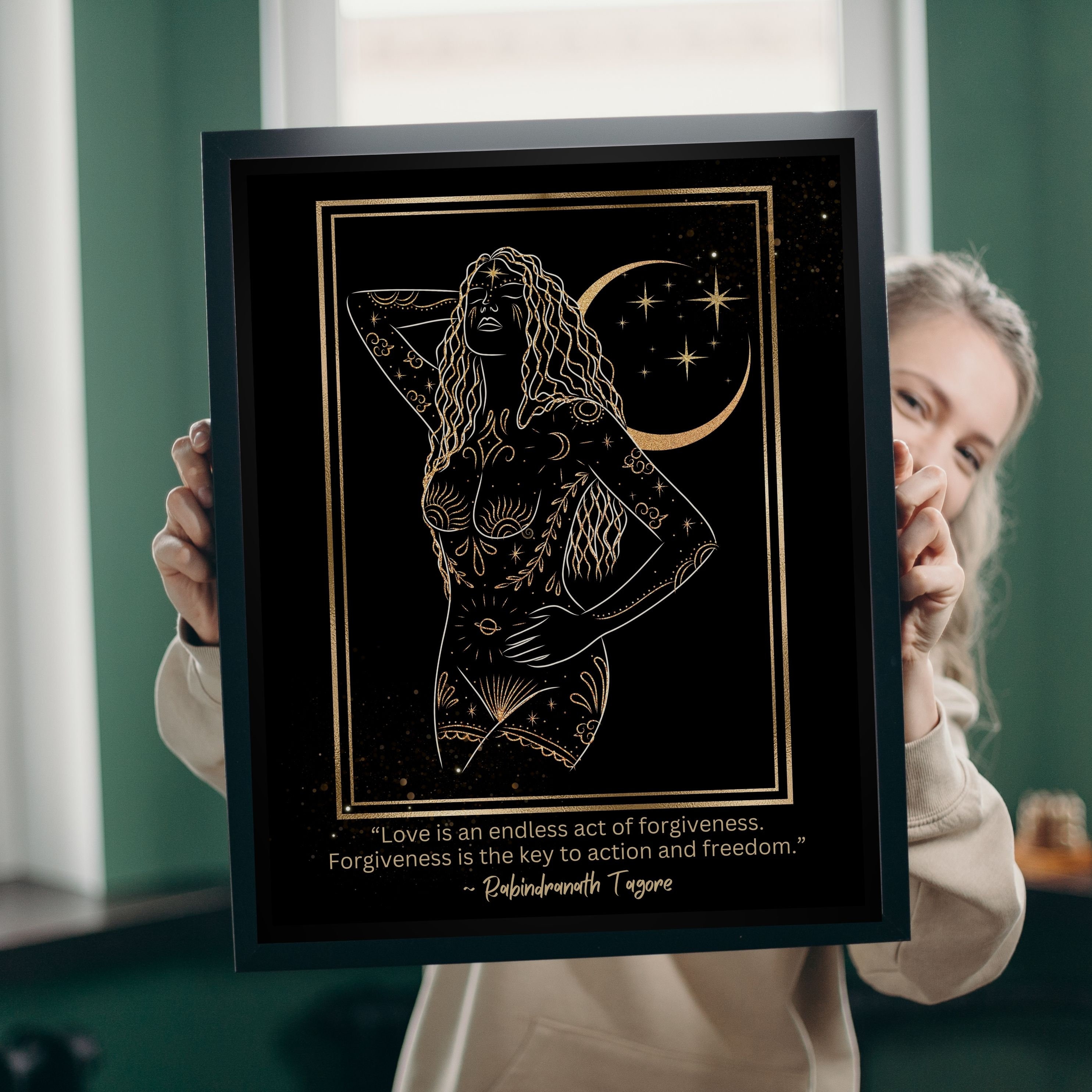 CELESTIAL GODDESS ART, Minimalist Wall Art, Bohemian Art, Divine ...