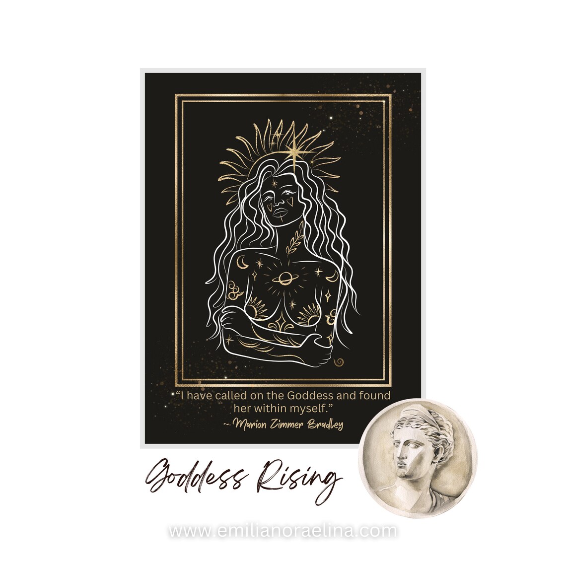 CELESTIAL GODDESS ART, Minimalist Wall Art, Witchy Art Print, Divine ...