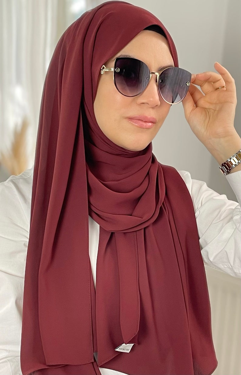 Brick Color Krepe-chiffon Special Sewing Women Hijab Shawl - Etsy