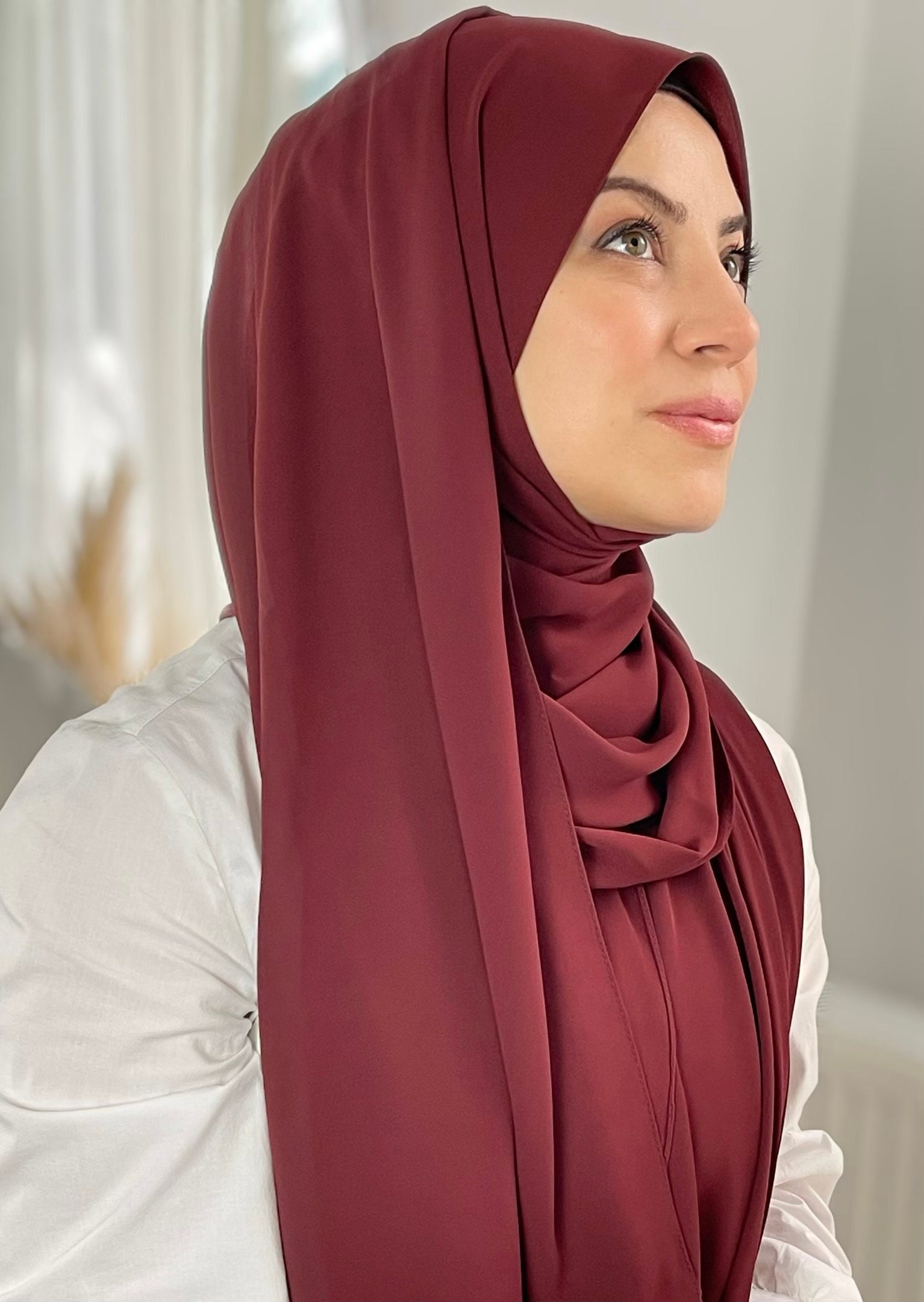 Brick Color Krepe-chiffon Special Sewing Women Hijab Shawl - Etsy