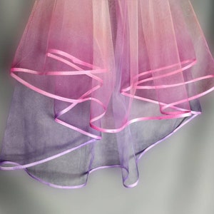 Rainbow Wedding Veil - Pink, Purple, 2 Tier Waist Length, Custom ...