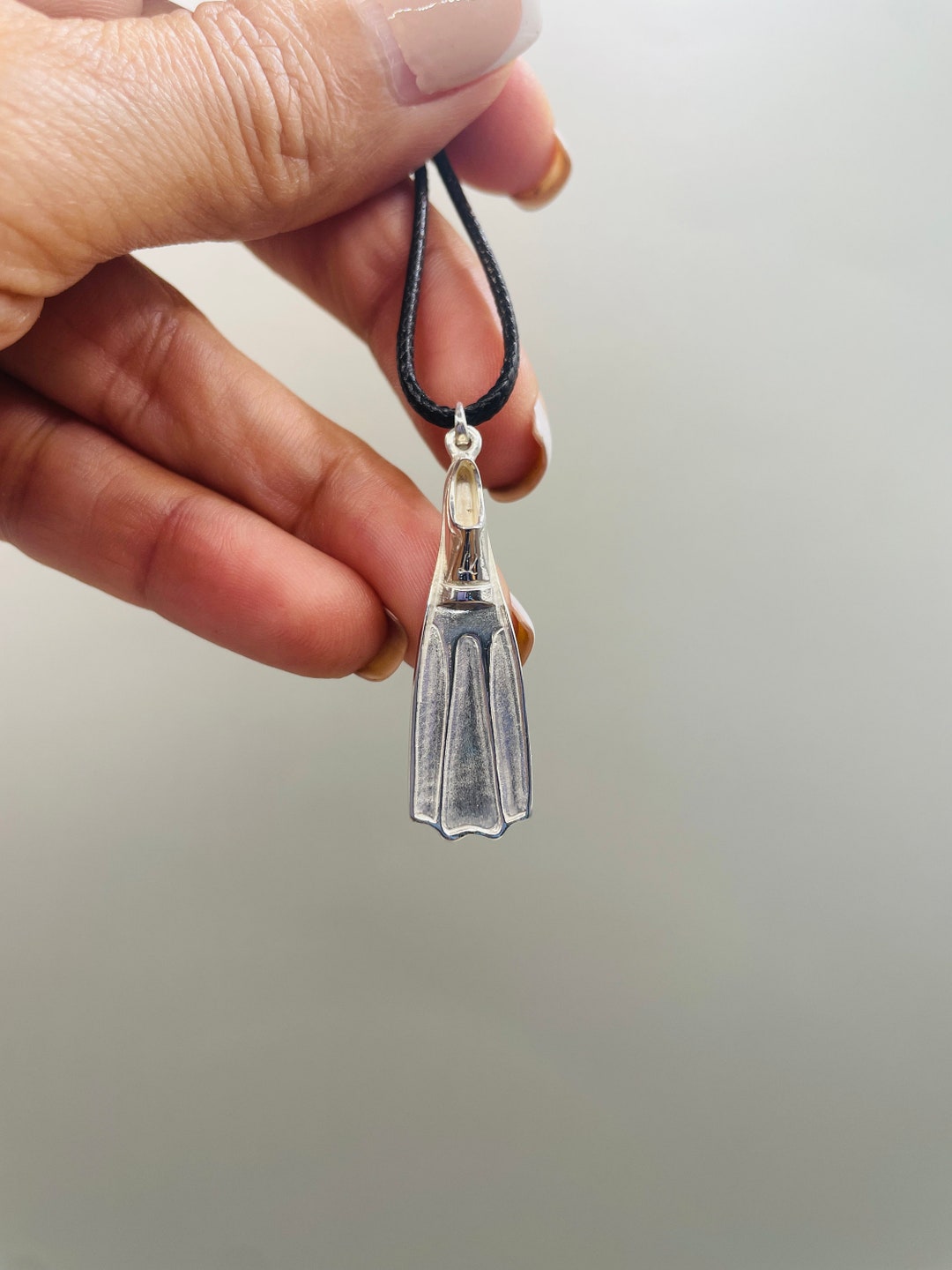 Sterling Silver Scuba Fin Necklace: 3D Diver Pendant, Handmade in USA ...