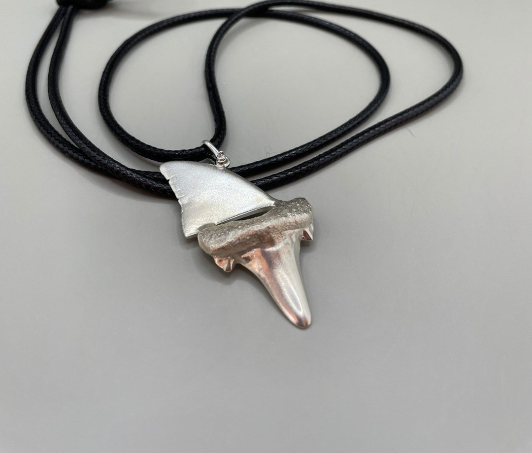 Shark Tooth & Fin Necklace, 925 Silver, 3D Pendant - Etsy