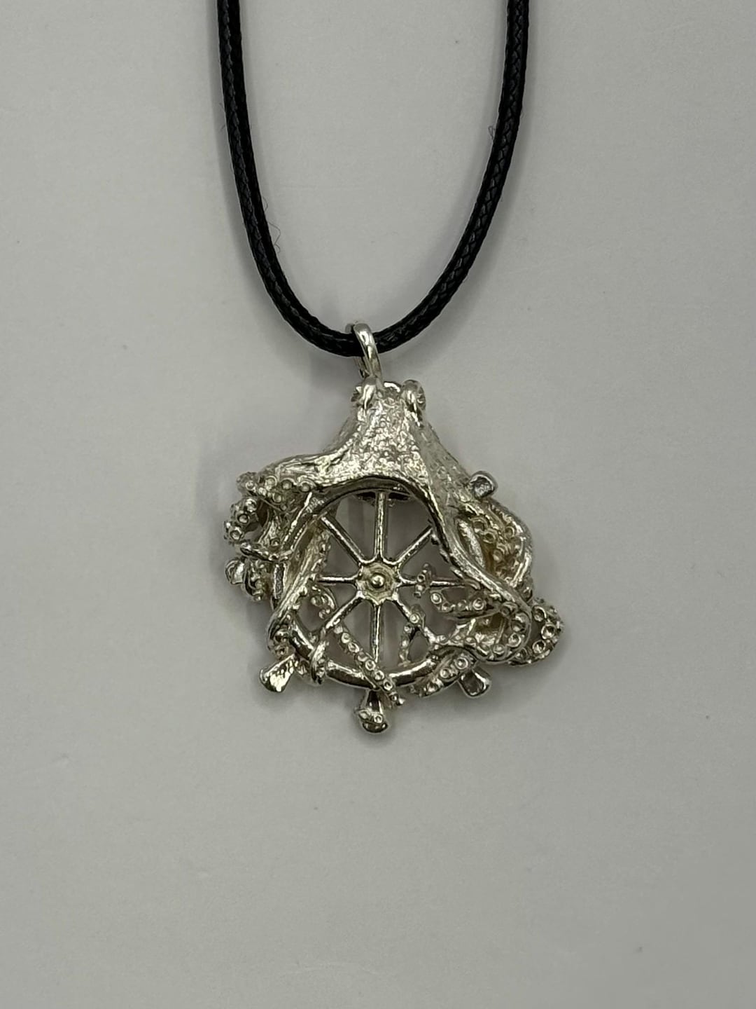 Sterling Silver Octopus Ship Wheel Necklace: Nautical Ocean Pendant - Etsy