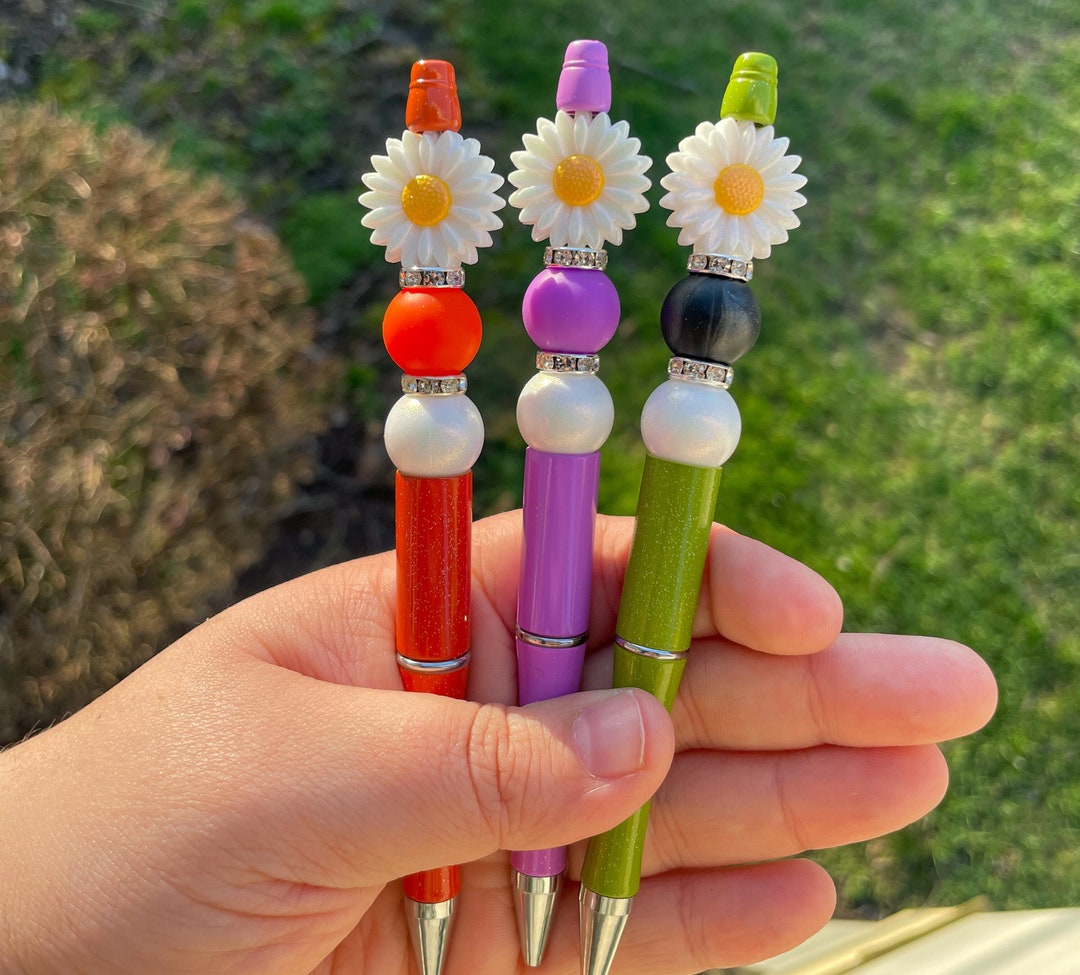 Opal Daisy Pen Spring Pen Beaded Flower Pen Beaded Silicone - Etsy
