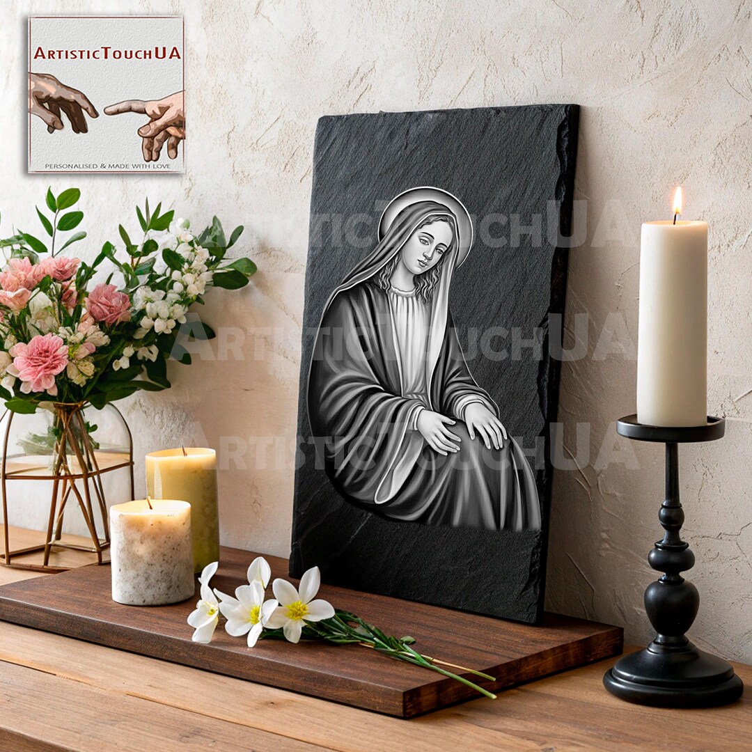 Virgin Maria Laser PNG Saint Virgin Mary Engraving File Seated Holy ...