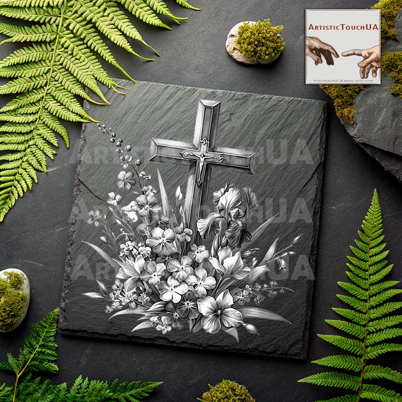 Cross With Flowers Laser PNG JPEG CNC Religion Print Laser File Etching ...