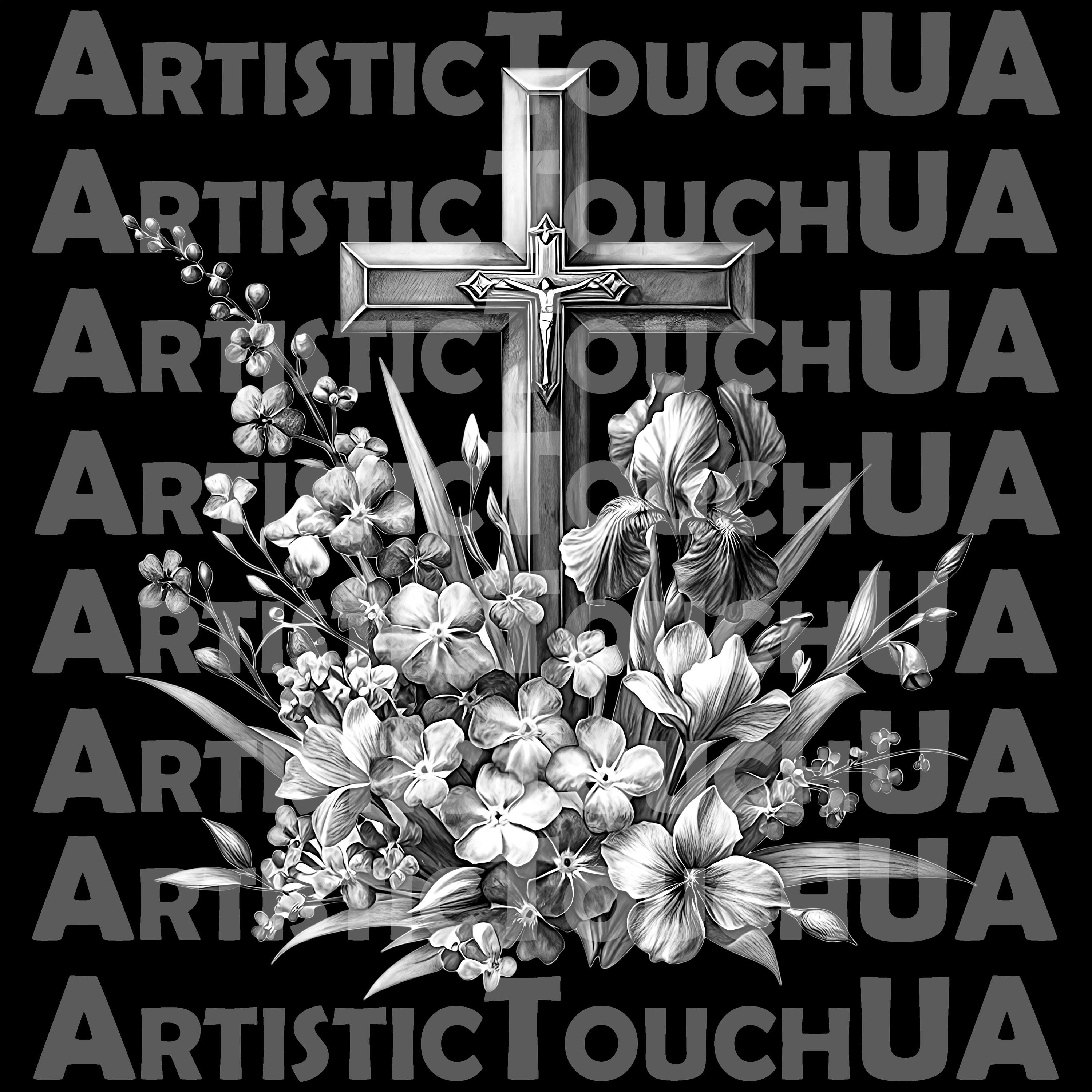 Cross With Flowers Laser PNG JPEG CNC Religion Print Laser File Etching ...