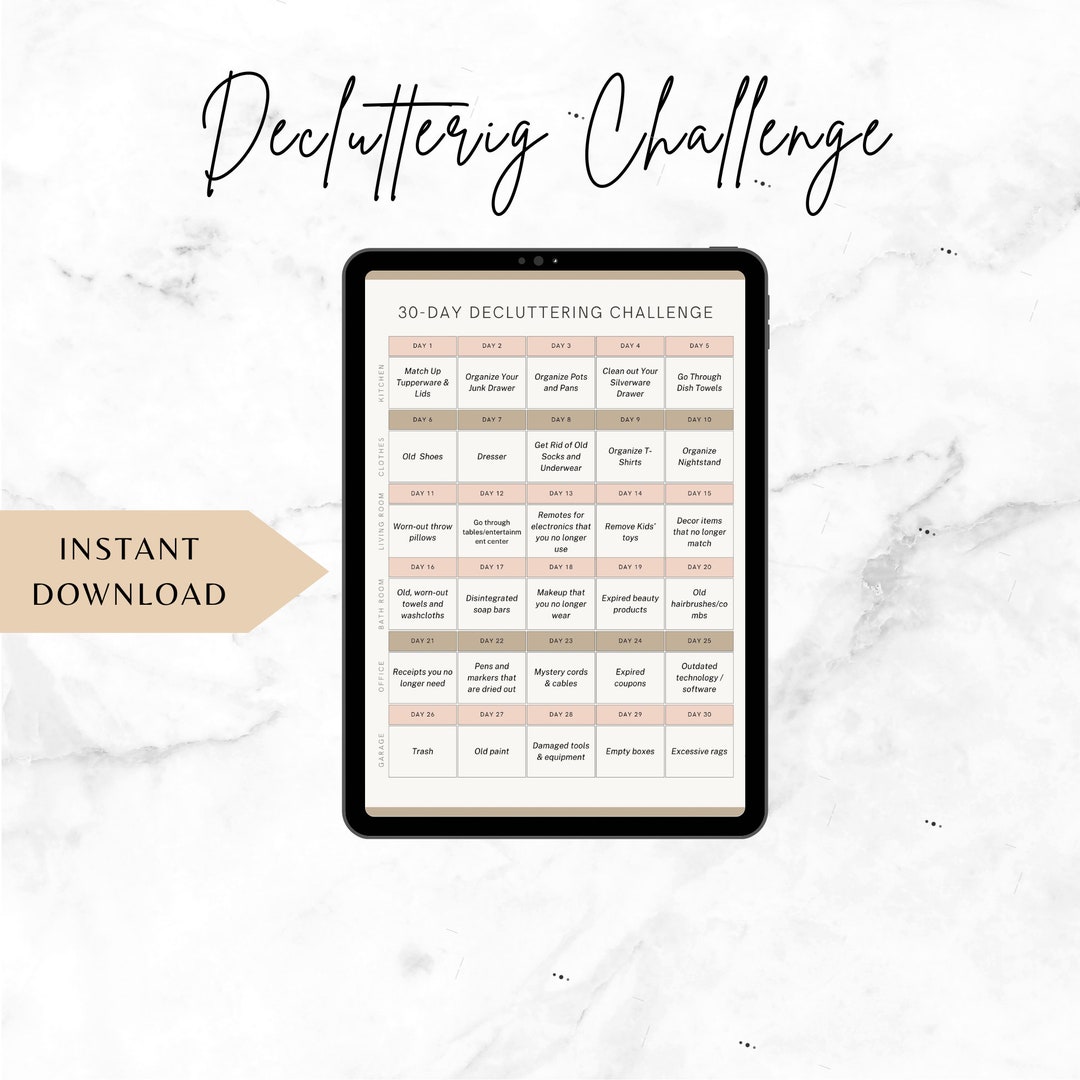 30 Day Decluttering Challenge Calendar L One Challenge per Day L ...
