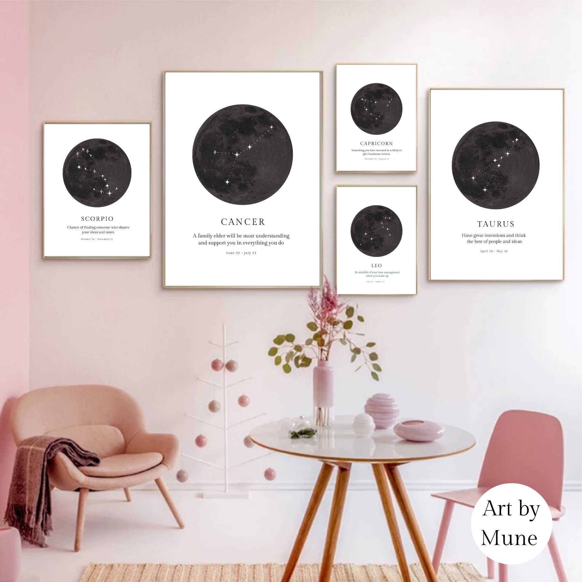 Horoscope Star Sign Personalized Wall Art Canvas Framed - Etsy