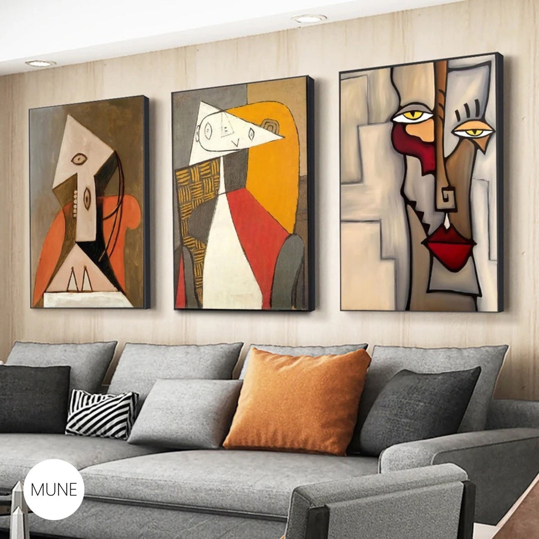 Picasso Set Of 3 Prints Pablo Picasso Cubism Art Print Picasso Poster Neutral Tone Picasso