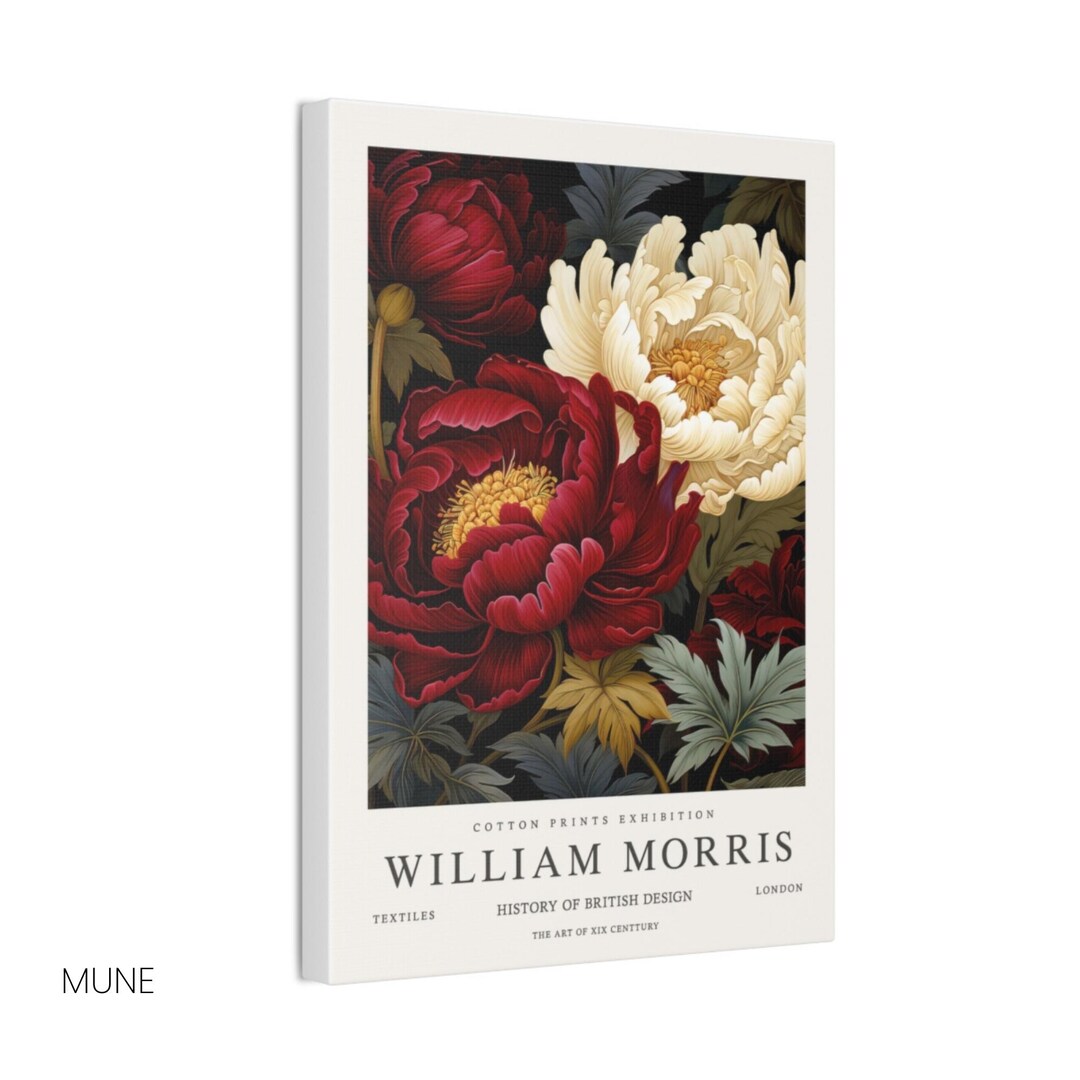 Vintage William Morris Exhibition Museum Wall Art Poster - Red Roses ...