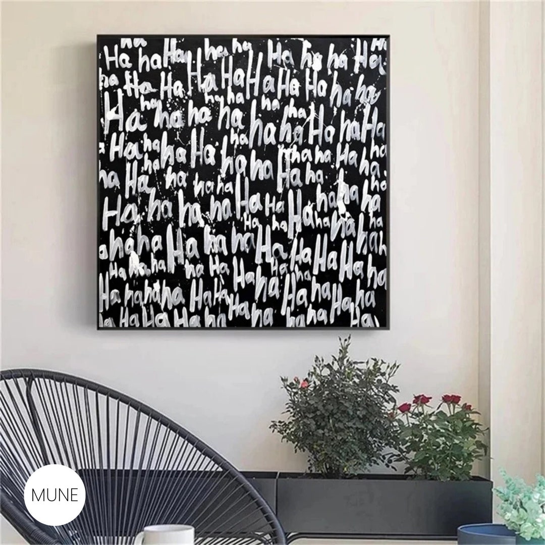 Hahaha Print, Typography Wall Art, Funny Poster, Modern Wall Decor ...
