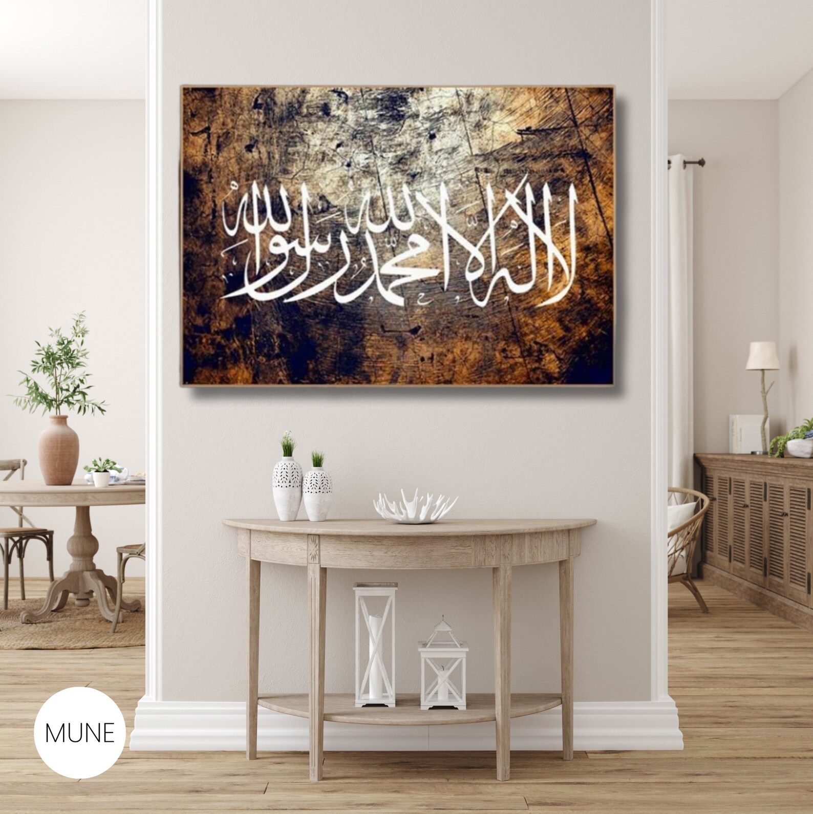 Quran Arabic Calligraphy Islamic Religion First Kalma Allah Canvas ...