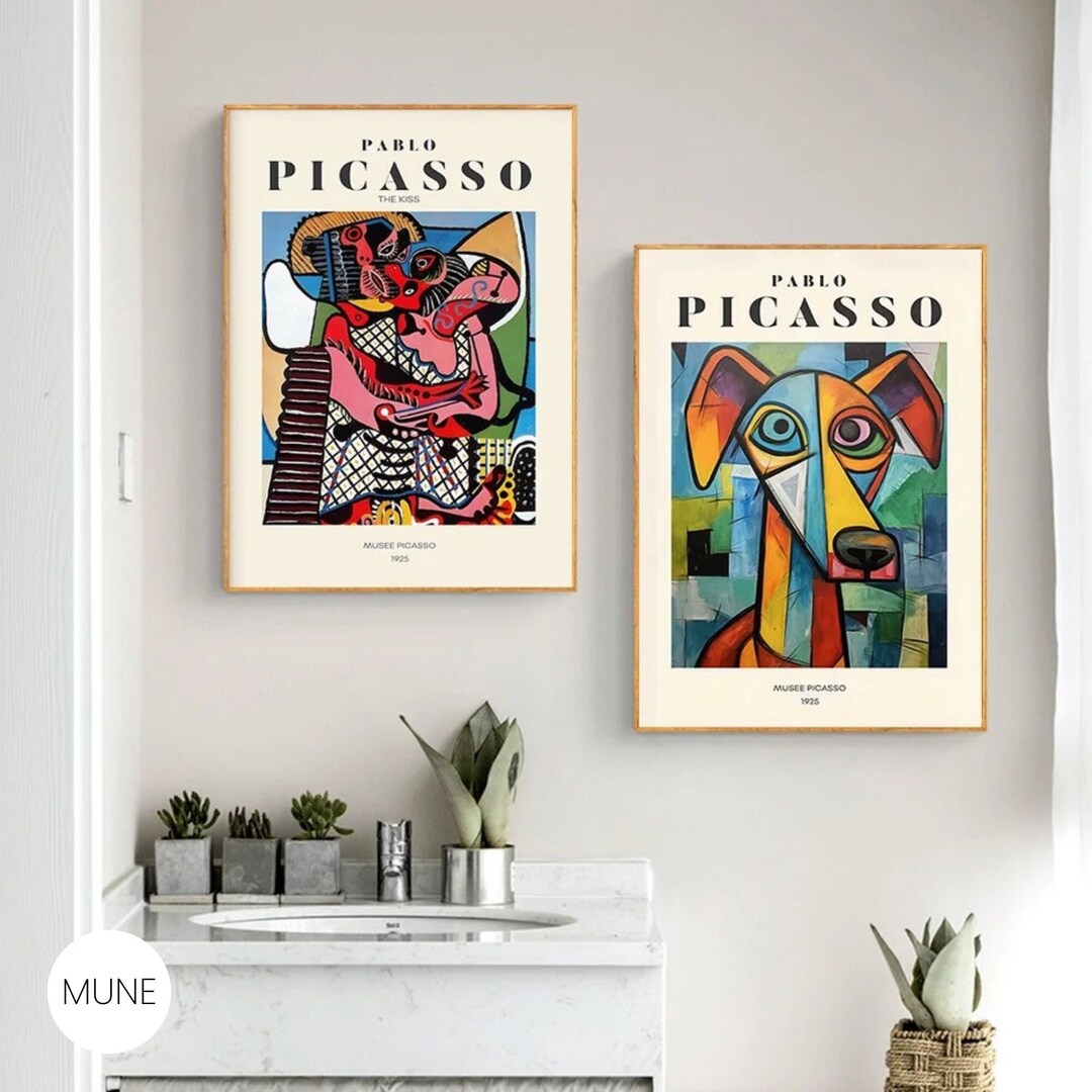 Cubism Picasso Dog Canvas Print Set: Vintage Gallery Wall Art - Etsy