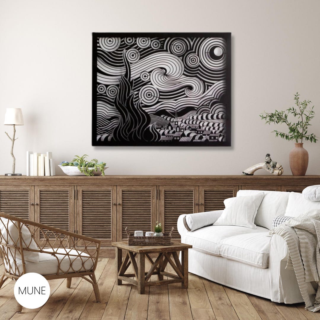 Starry Night Metal Wall Art, Van Gogh Starry Night, Vintage Living Room ...