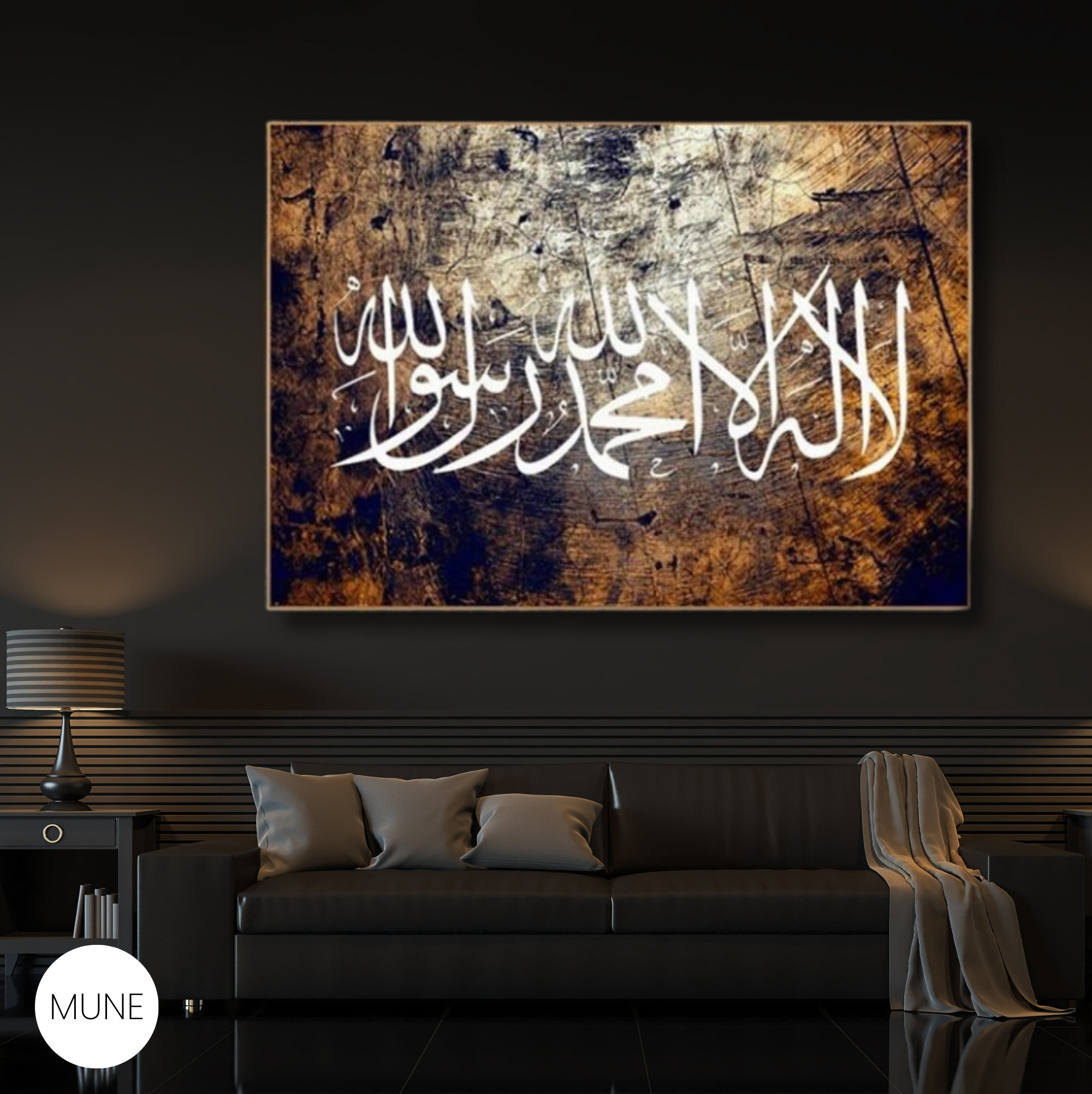 Quran Arabic Calligraphy Islamic Religion First Kalma Allah Canvas ...