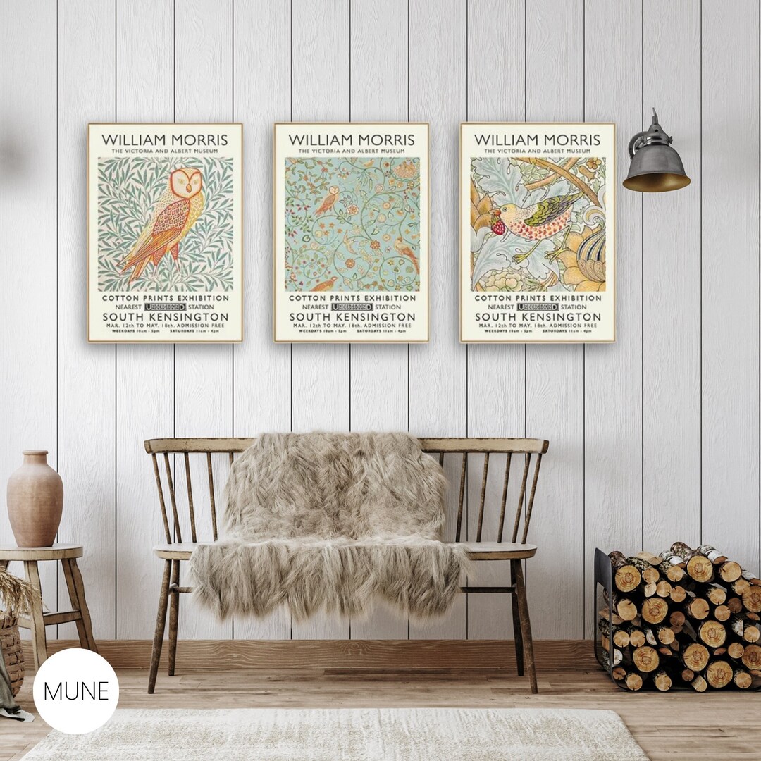 Set of 3 William Morris Museum Exhibition Poster, Vintage Gallery Green ...