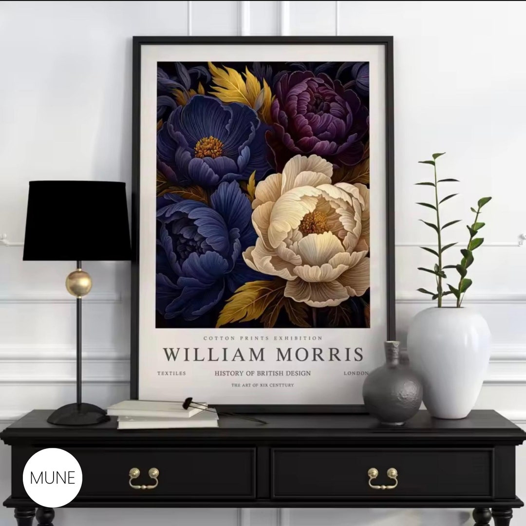 William Morris Dark Roses Exhibition Poster - Botanical Gothic Home ...