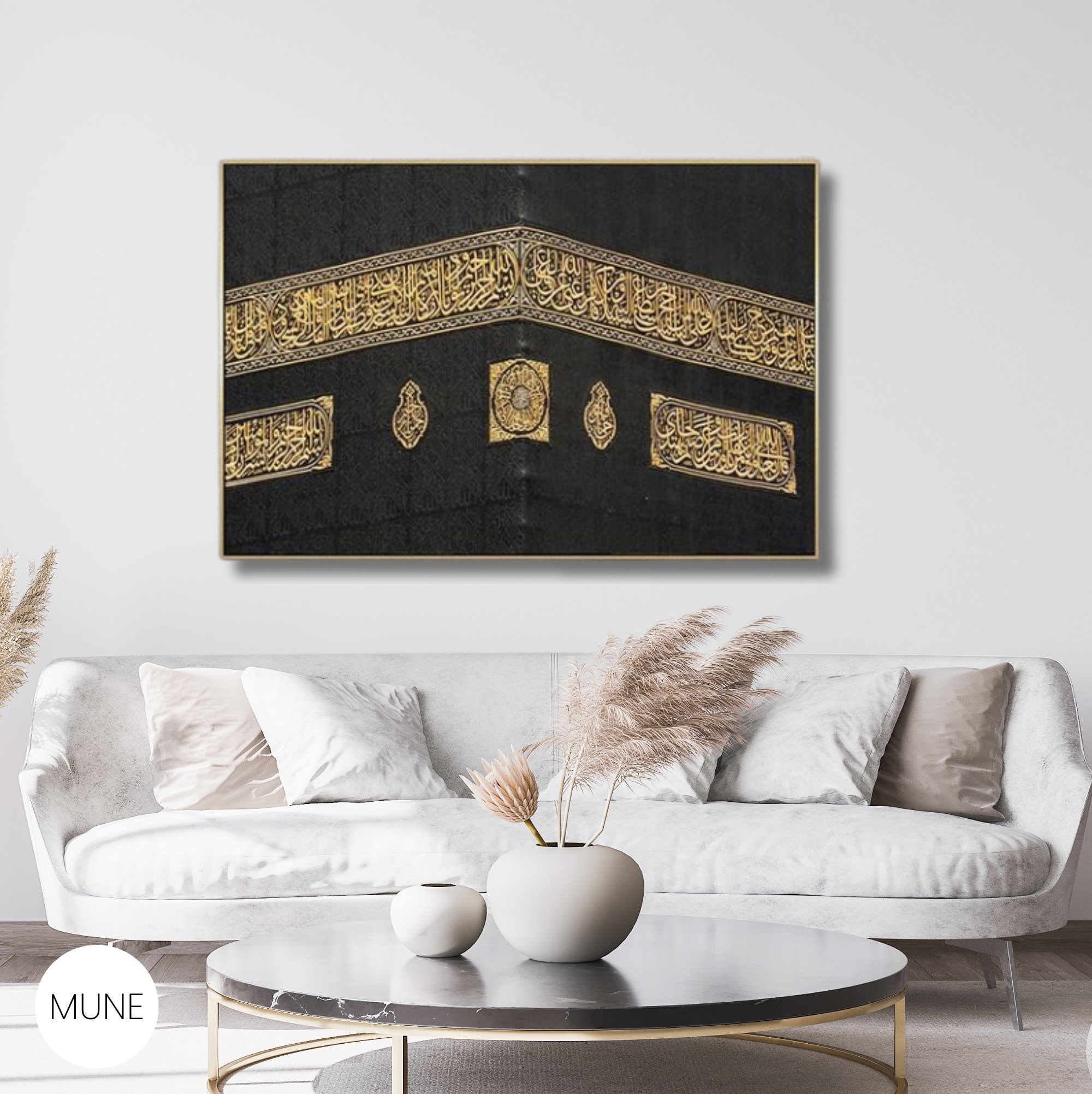 Abstract Muslim Kaaba Mecca Cotton Canvas Roll Painting Wall Art Golden ...