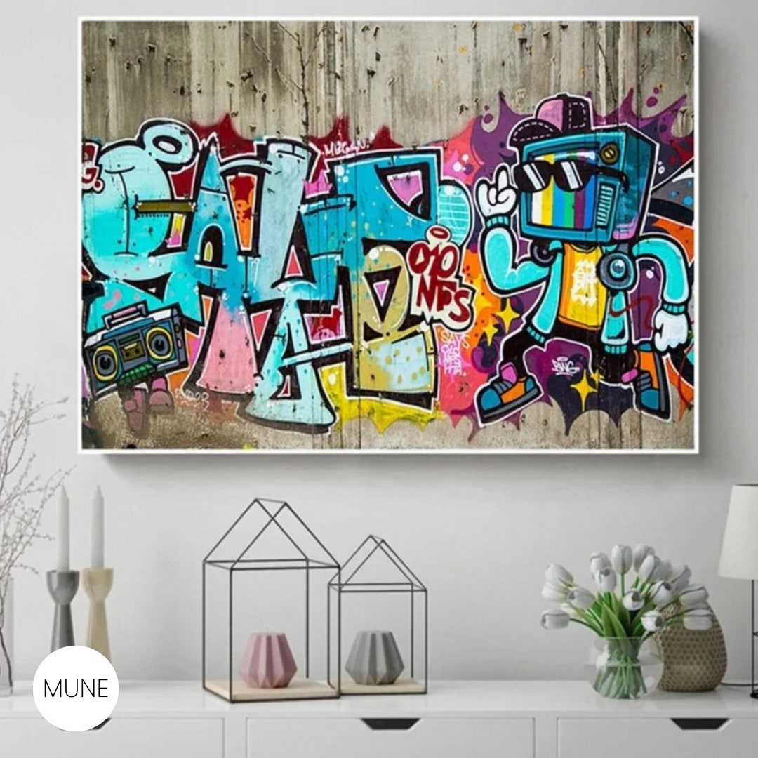 Colored Letters Graffiti Art Canvas Painting Posters and Prints Street ...