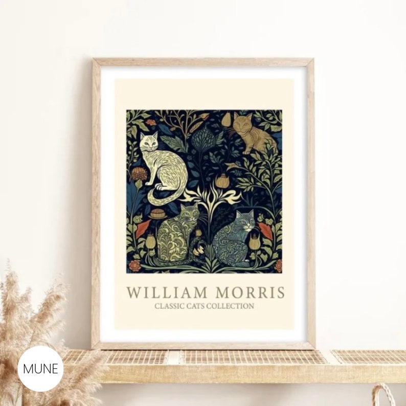 Vintage Cats William Morris Exhibition Museum Wall Art Poster William Morris Classic Collection ...