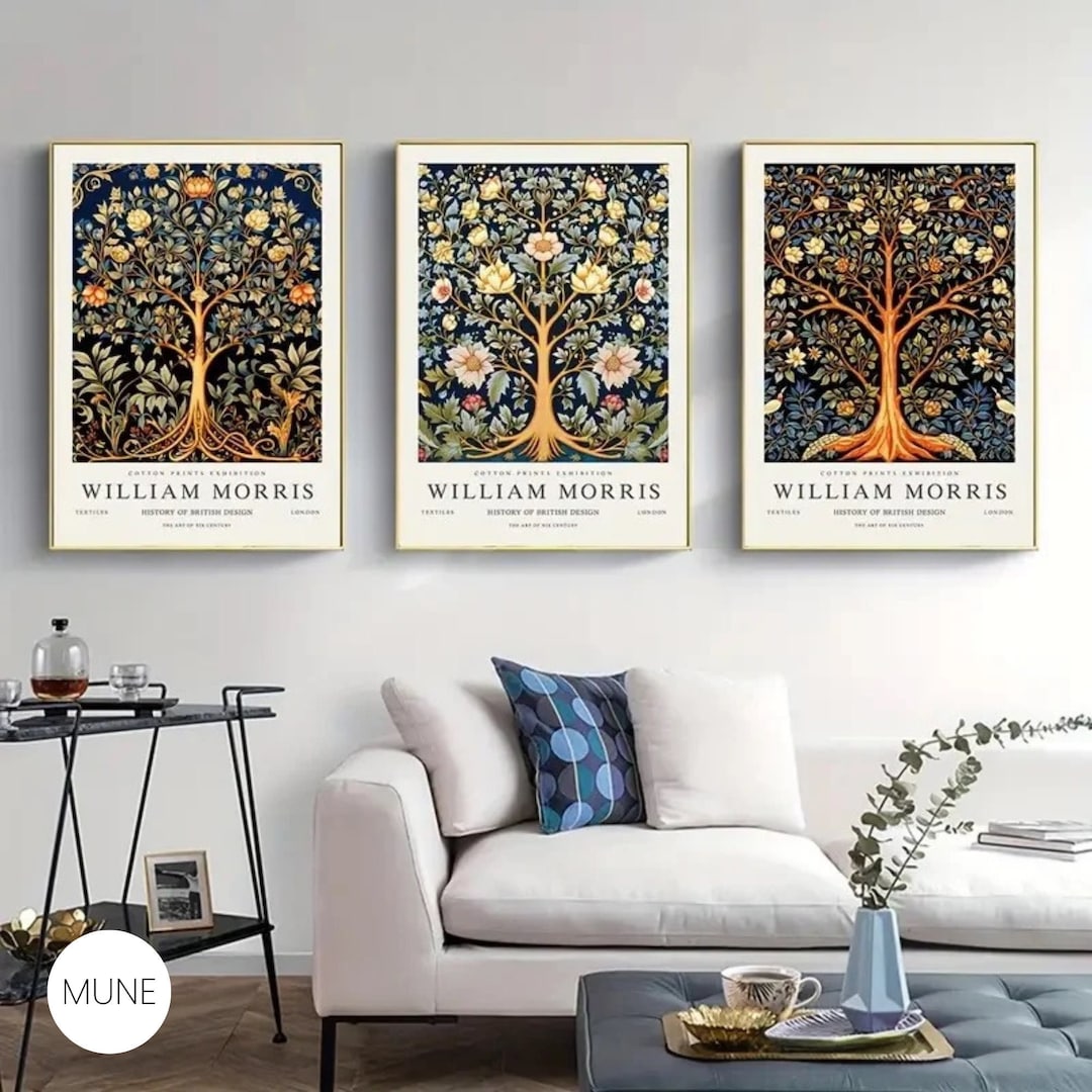 Set of 3 William Morris Museum Exhibition Poster, Vintage Gallery Green ...