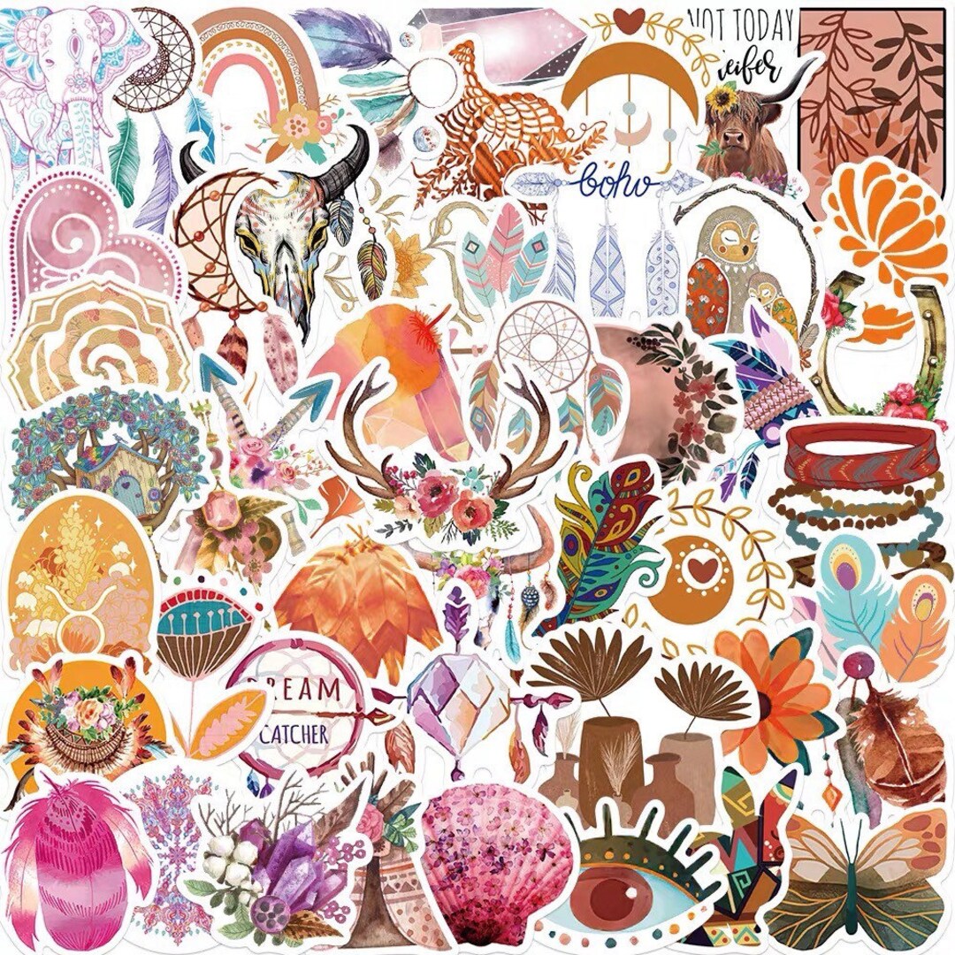 Boho Bohemian Chic Stickers Boho Leaf Decal Nature Guru - Etsy