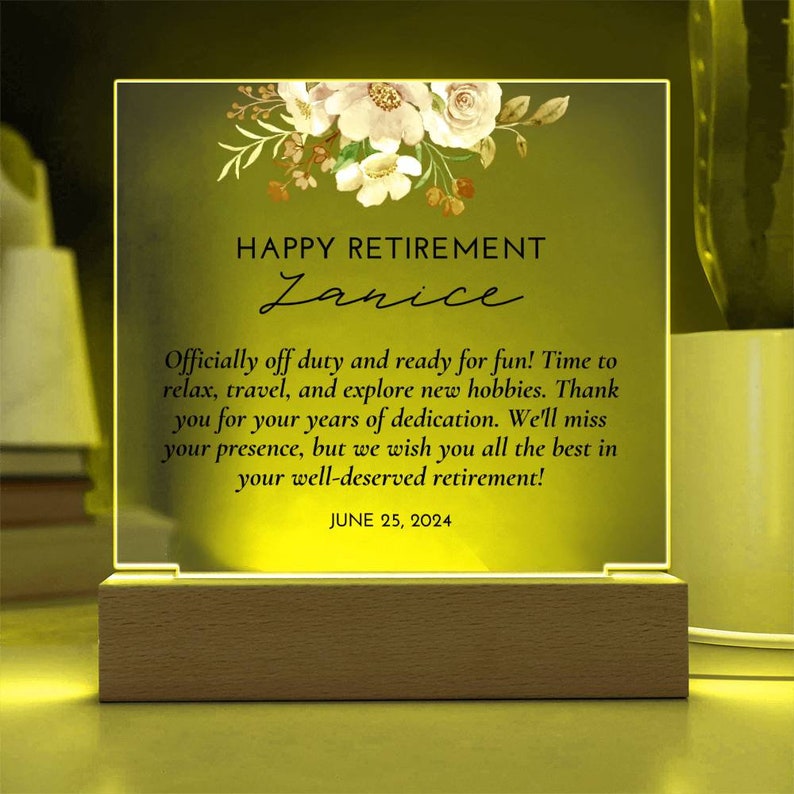 Personalized Retirement Gift for Coworker Custom Acrylic Plaque Happy ...