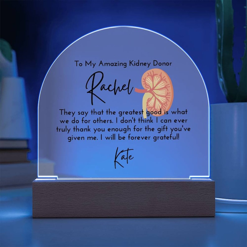 Kidney Donor Appreciation Gift Kidney Transplant Gift Custom Acrylic ...