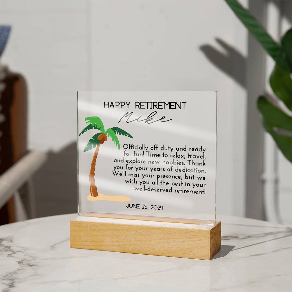 Personalized Retirement Gift for Coworker Custom Acrylic Plaque Happy ...