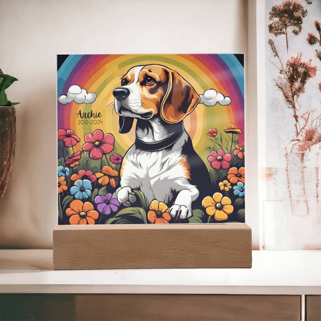 Personalized Beagle Memorial Gift Raibow Bridge Keepsake Custom Acrylic ...