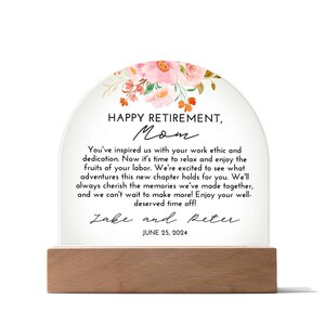 Personalized Retirement Gift for Mom: Custom LED Acrylic Plaque - Etsy