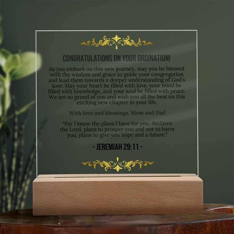 Personalized Christian Ordination Gift Acrylic Plaque - Etsy