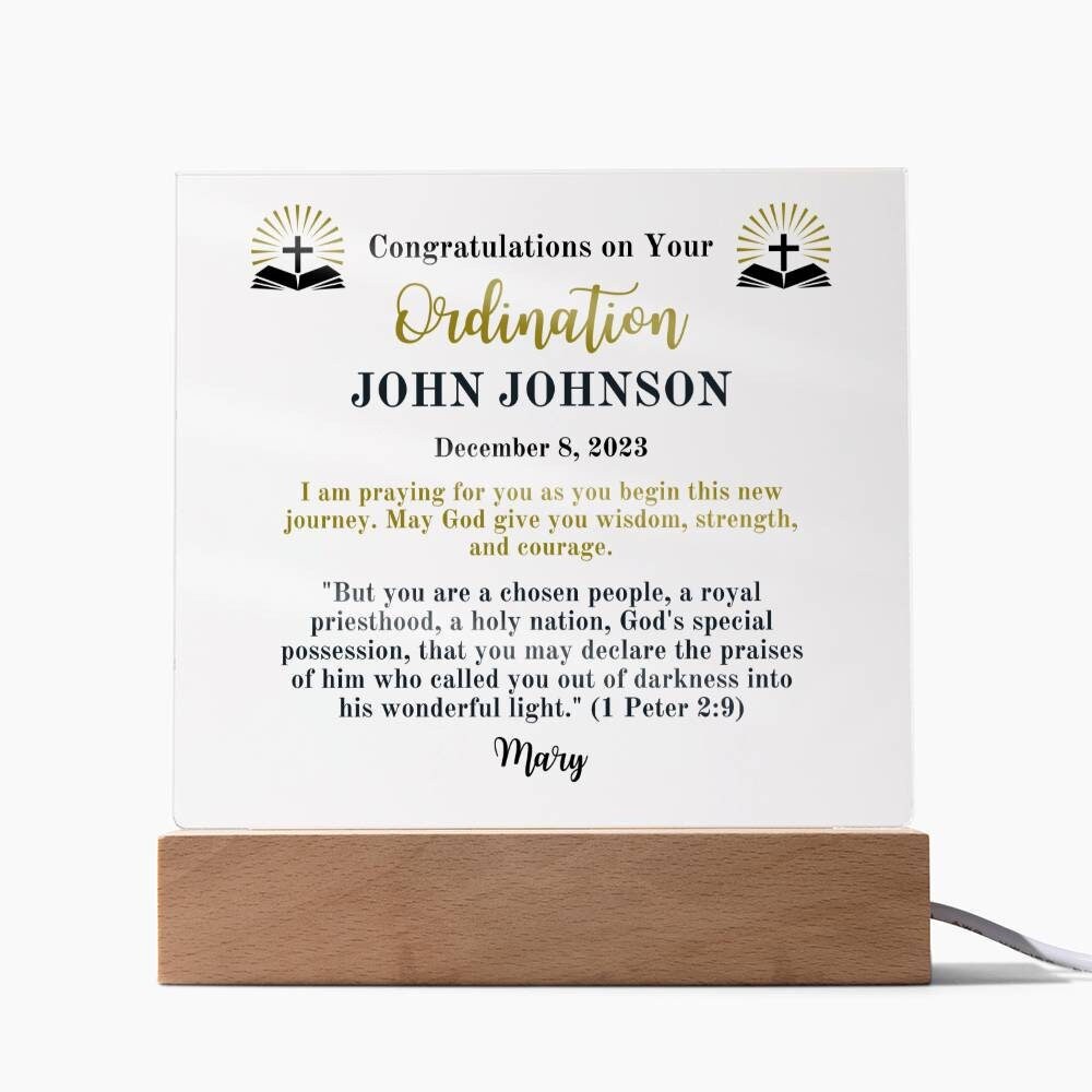 Personalized Christian Ordination Gift Acrylic Plaque Keepsake - Etsy