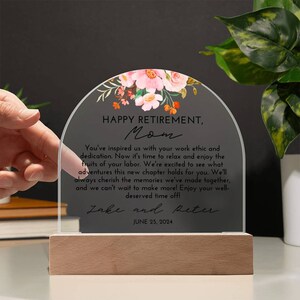 Personalized Retirement Gift for Mom: Custom LED Acrylic Plaque - Etsy