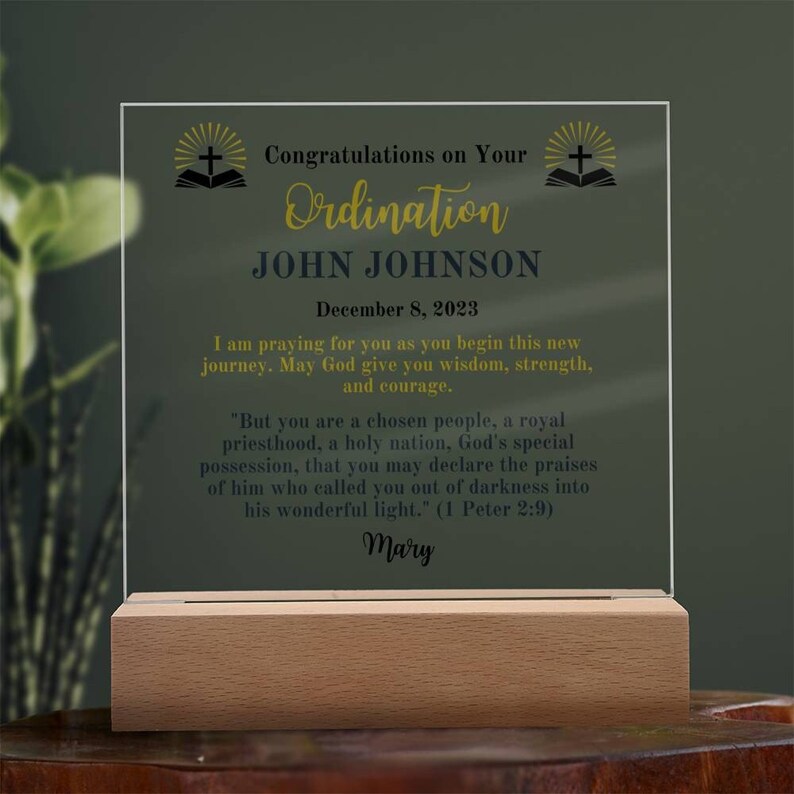 Personalized Christian Ordination Gift | Acrylic Plaque Keepsake - Etsy