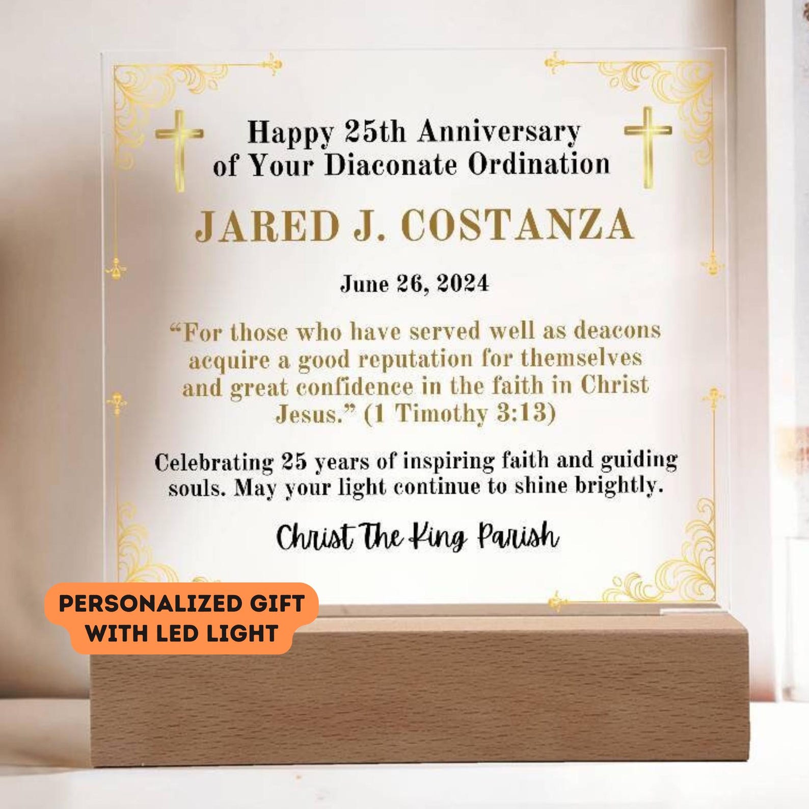 Personalized Diaconate Ordination Anniversary Gift Catholic Ordination ...