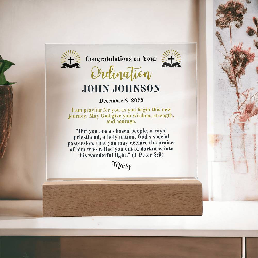 Personalized Christian Ordination Gift | Acrylic Plaque Keepsake - Etsy