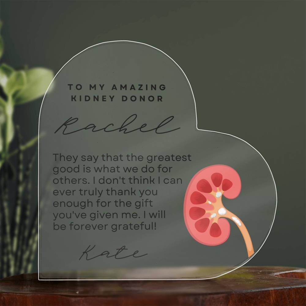 Personalized Kidney Donor Gift: Heart Acrylic Plaque, Transplant Thank ...