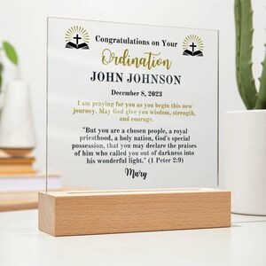 Personalized Christian Ordination Gift | Acrylic Plaque Keepsake - Etsy