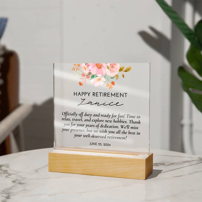 Personalized Retirement Gift for Coworker Custom Acrylic Plaque Happy ...