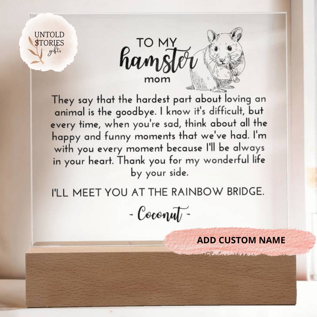 Hamster Loss Gift Hamster Memorial Plaque Hamster Mom - Etsy